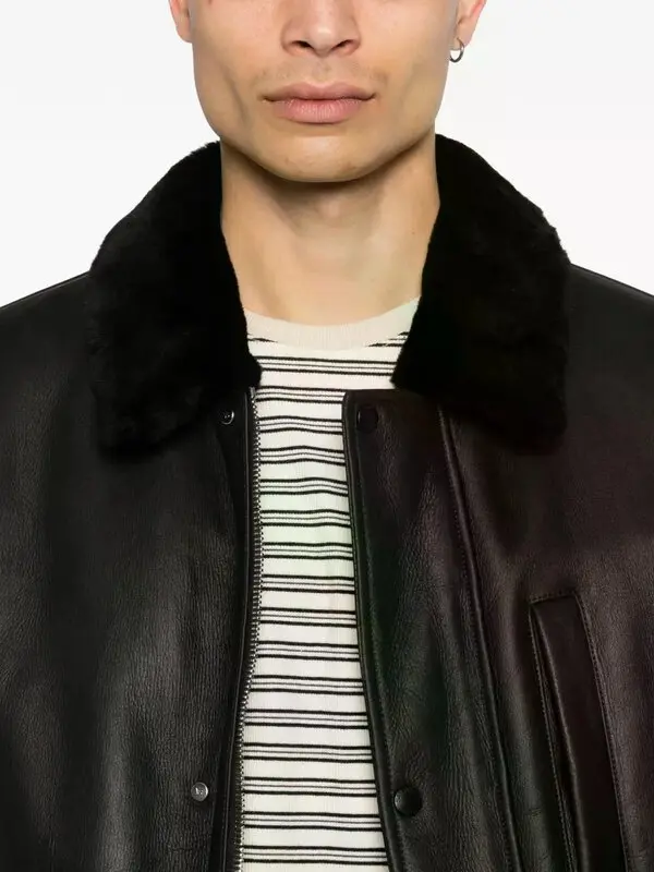 YVES SALOMON Collared Leather Jacket