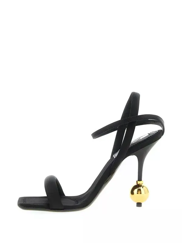 Moschino Satin Heeled Sandals With Gold Ball Detail