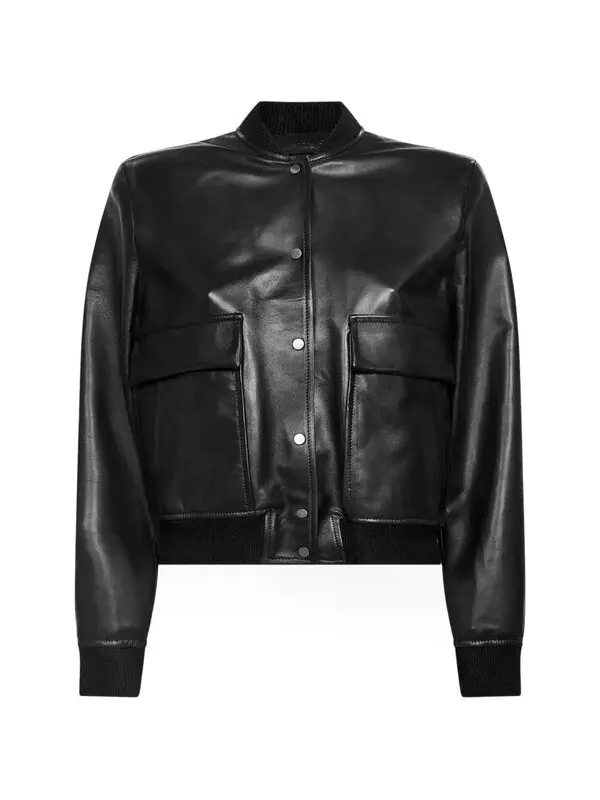 SALVATORE SANTORO Ribbed Leather Bomber Jacket