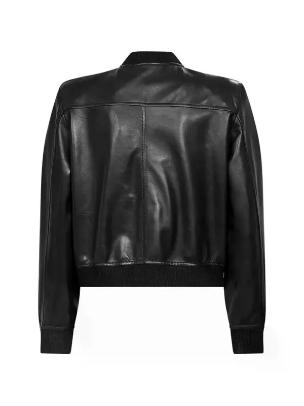 SALVATORE SANTORO Ribbed Leather Bomber Jacket