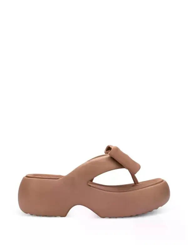 Melissa Free Fuzzy Platform Flip-flops With Bow