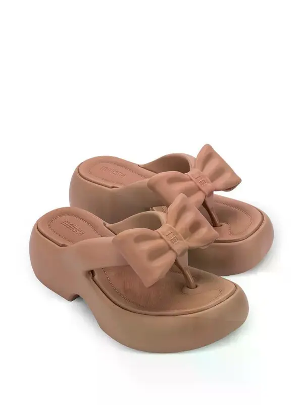 Melissa Free Fuzzy Platform Flip-flops With Bow