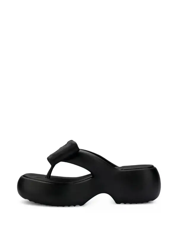 Melissa Fuzzy Platform Sandals With Bow Detail - Black