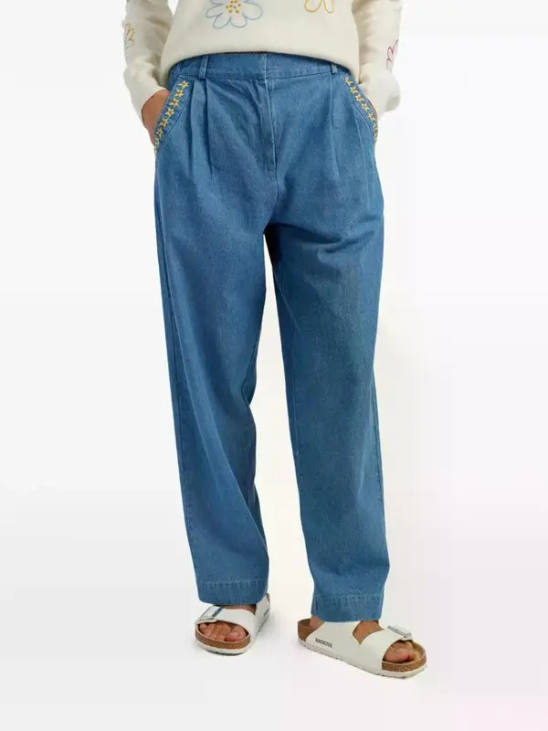 Chinti & Parker Daisy-embroidered Trousers