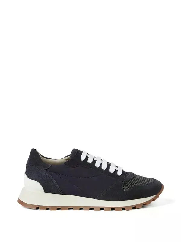 Brunello Cucinelli Lace-up Sneakers With Monili Embellishment - Blue