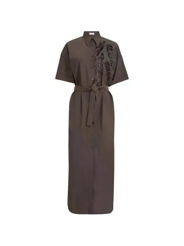 Brunello Cucinelli Short Sleeve Midi Dress With Belt