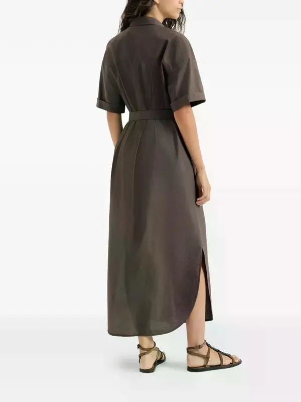 Brunello Cucinelli Short Sleeve Midi Dress With Belt