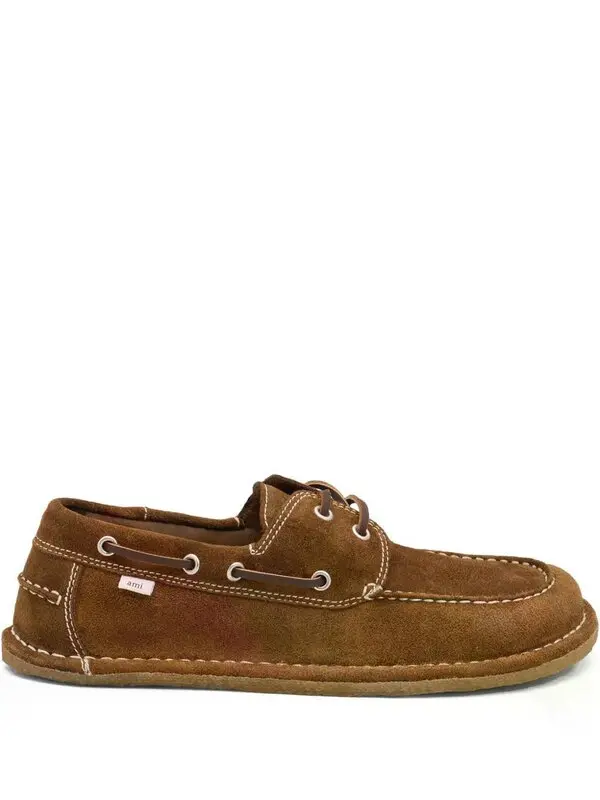 AMI Paris Suede Lace-up Boat Shoes