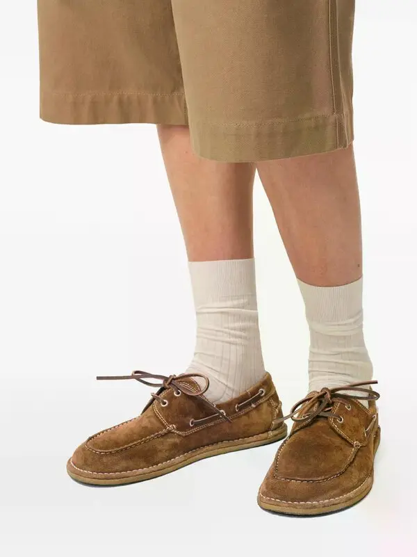 AMI Paris Suede Lace-up Boat Shoes