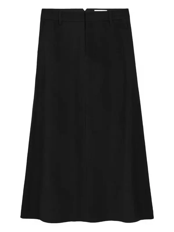 AMI Paris Blended Linen Trapeze Skirt - Black