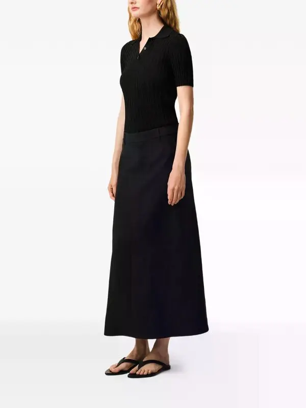 AMI Paris Blended Linen Trapeze Skirt - Black