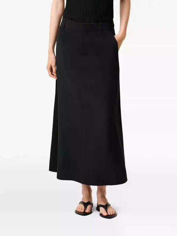AMI Paris Blended Linen Trapeze Skirt - Black
