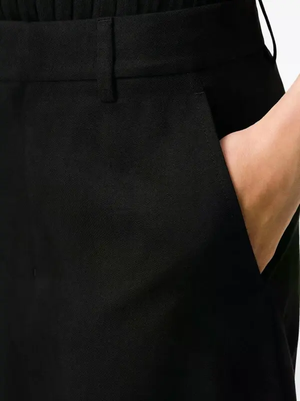 AMI Paris Blended Linen Trapeze Skirt - Black