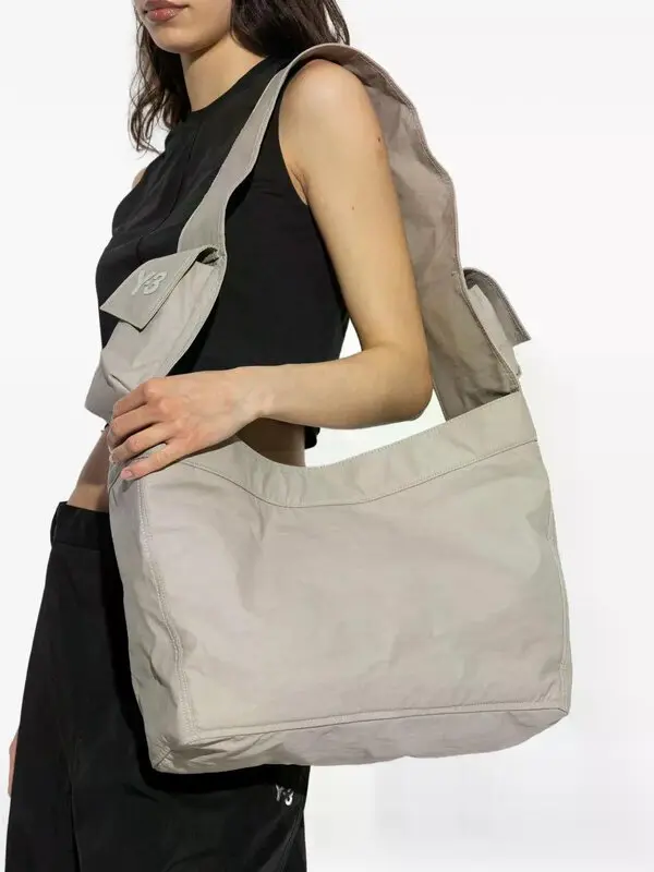 Y3 Newspaper Pocket Detail Tote Bag - Neutrals