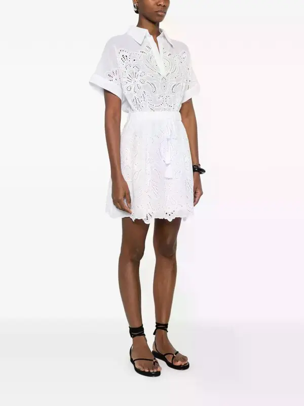 ERMANNO FIRENZE Eyelet Drawstring Dress - White