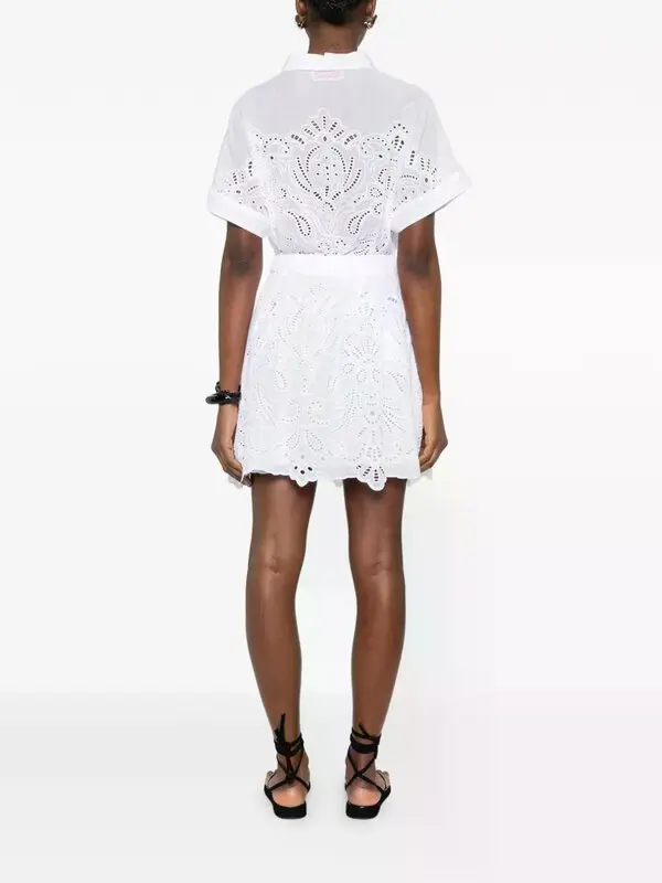 ERMANNO FIRENZE Eyelet Drawstring Dress - White