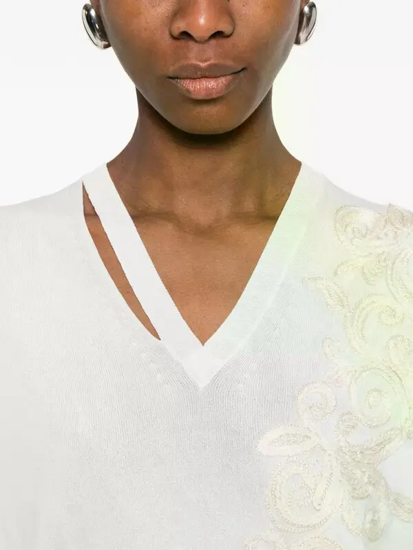 ERMANNO FIRENZE Appliqué V-neck Sweater