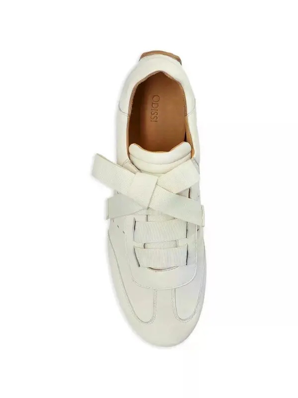 ODISSI Leather Sneakers With Ribbon Fastening - White