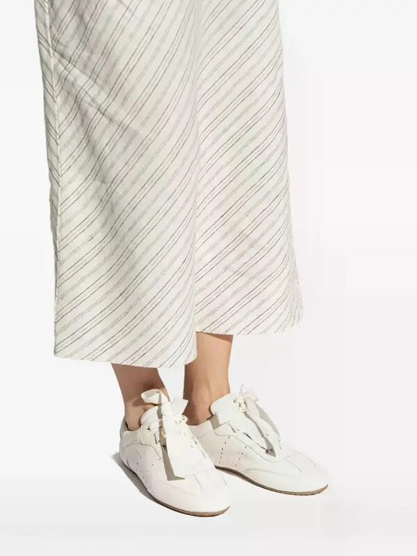 ODISSI Leather Sneakers With Ribbon Fastening - White