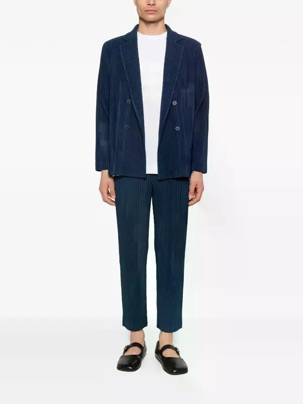 Issey Miyake Pleated Double-breasted Jacket
