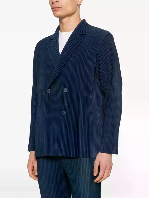 Issey Miyake Pleated Double-breasted Jacket
