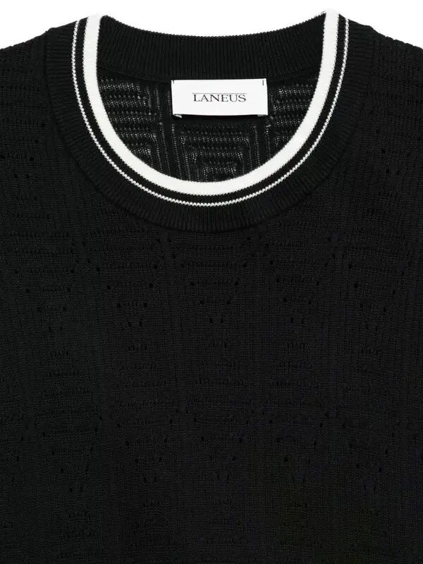 LANEUS Striped Roun-neck T-shirt