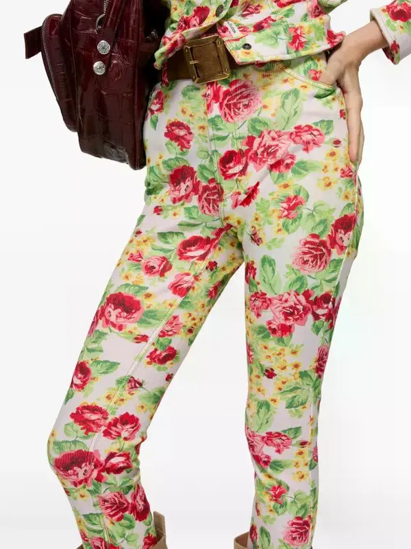 Acne Studios Floral Print Trousers - Neutrals