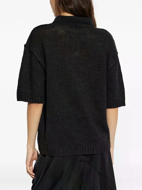 MAISON MARGIELA Gardening Hemp Buttoned Polo Shirt - Black