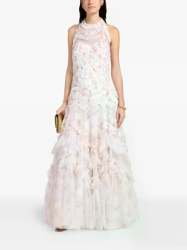 NEEDLE & THREAD Ruffled Floral-print Maxi Dress