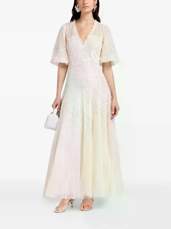 NEEDLE & THREAD Embellished Ruffled Midi Dress