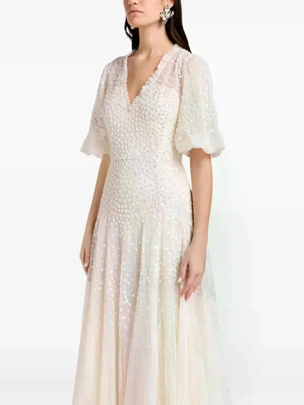 NEEDLE & THREAD Embellished Ruffled Midi Dress