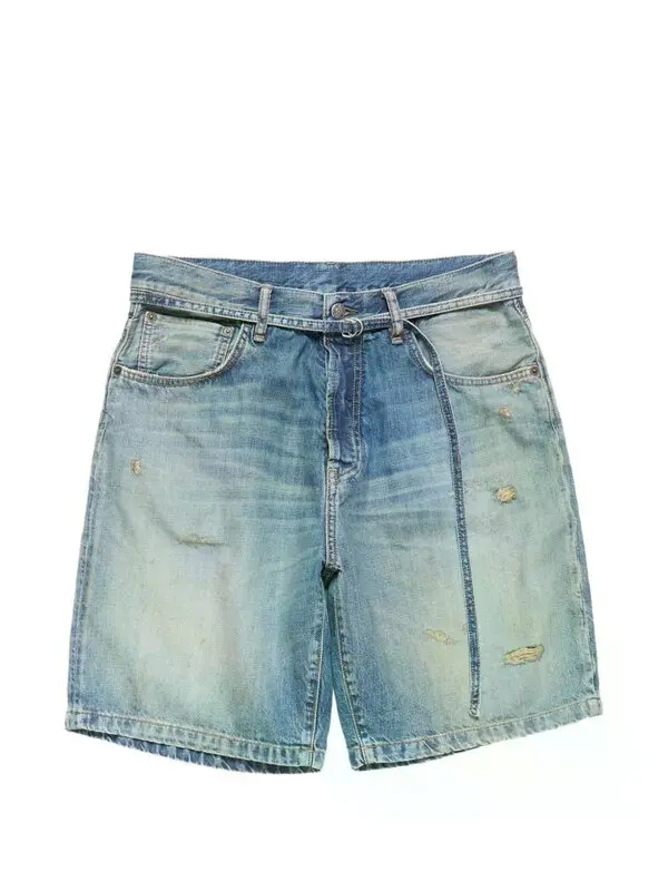Acne Studios Belted Distressed Denim Shorts