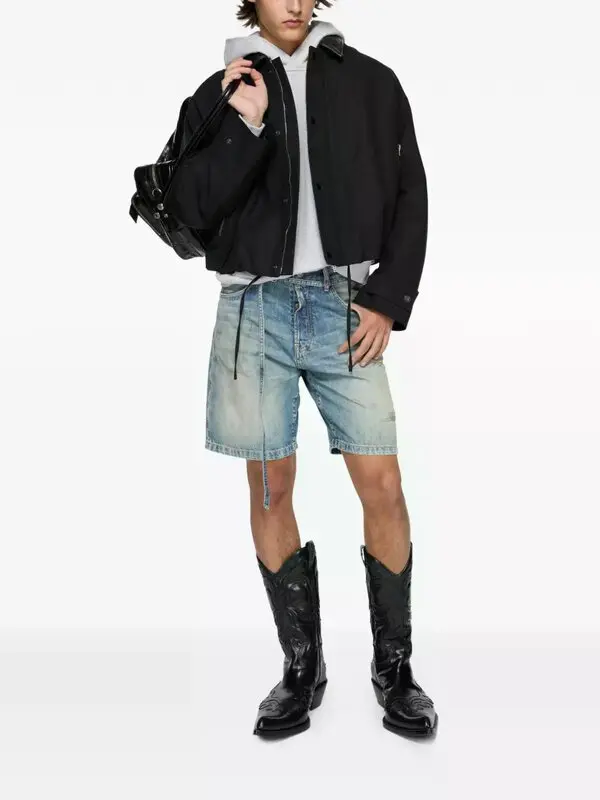 Acne Studios Belted Distressed Denim Shorts