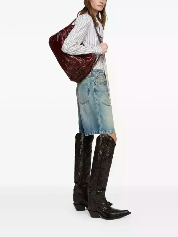 Acne Studios Belted Distressed Denim Shorts