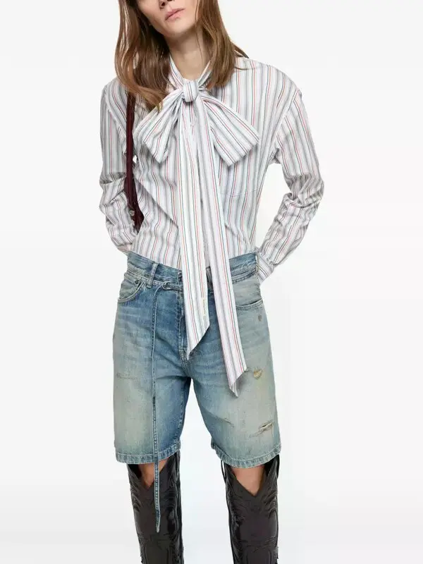 Acne Studios Belted Distressed Denim Shorts