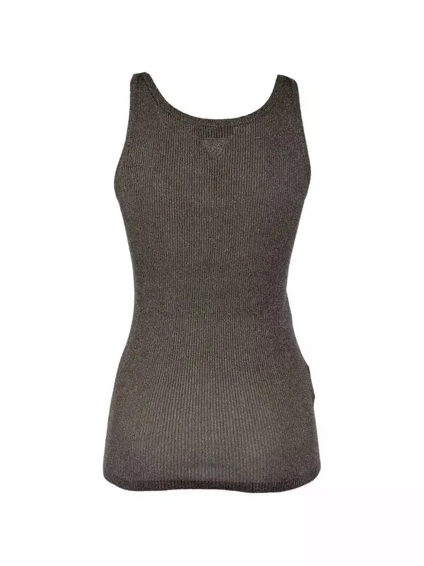 Prada Ribbed Knit Scoop Neck Tank Top - Brown