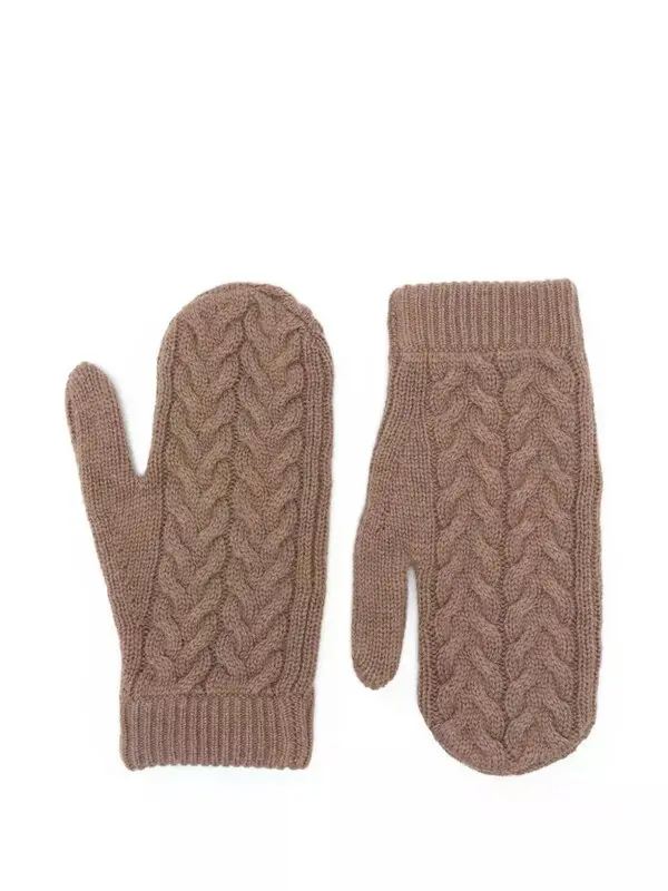 Max Mara Cable Knit Gloves - Brown