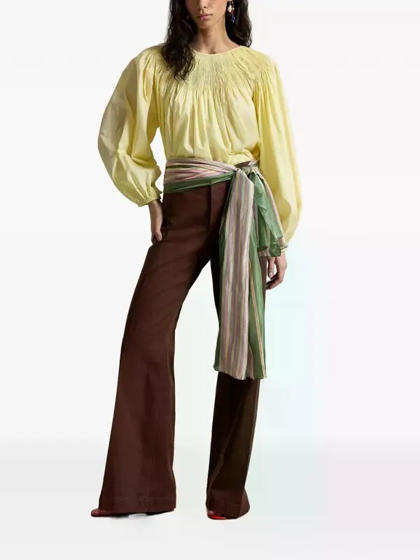 Polo Ralph Lauren Pleated Long-sleeve Blouse - Yellow