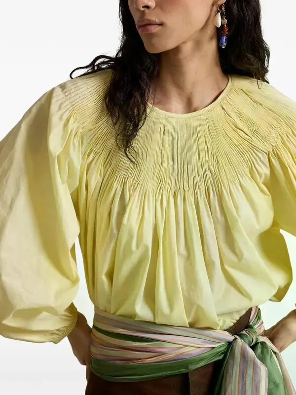 Polo Ralph Lauren Pleated Long-sleeve Blouse - Yellow