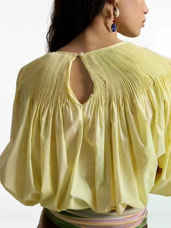 Polo Ralph Lauren Pleated Long-sleeve Blouse - Yellow