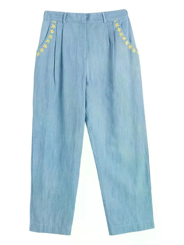 Chinti & Parker Daisy-embroidered Trousers - Blue