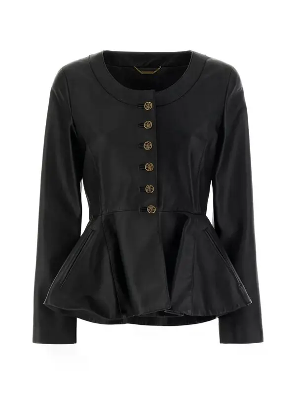 Chloé Button-front Peplum Leather Jacket