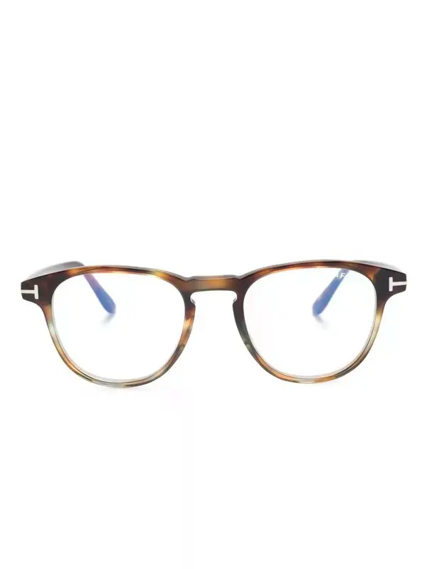 TOM FORD Round-frame Tortoiseshell-effect Glasses - Brown