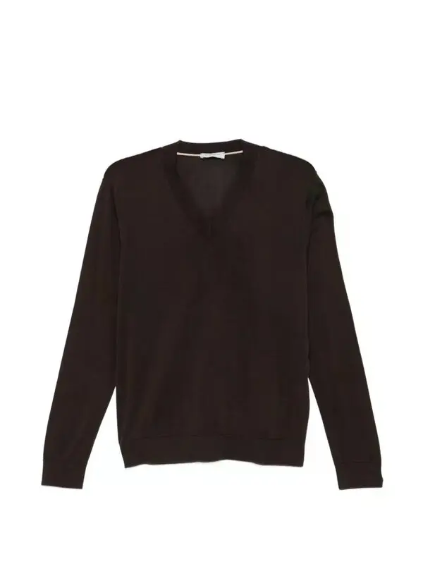 PAOLO PECORA V-neck Long-sleeve Sweater - Brown
