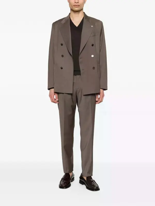 PAOLO PECORA V-neck Long-sleeve Sweater - Brown