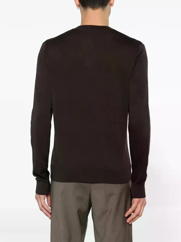 PAOLO PECORA V-neck Long-sleeve Sweater - Brown