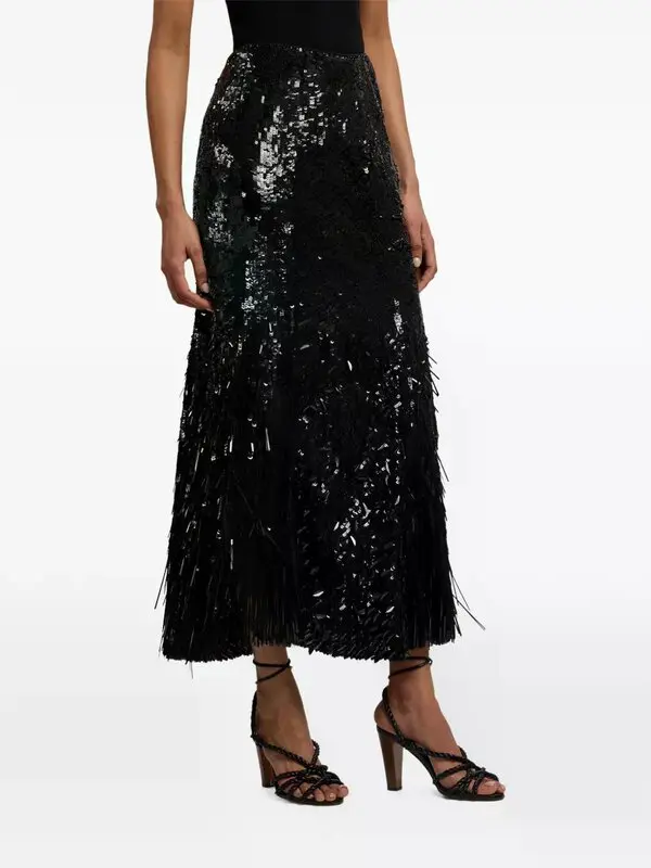 Ralph Lauren Sequin Fringed Midi Skirt