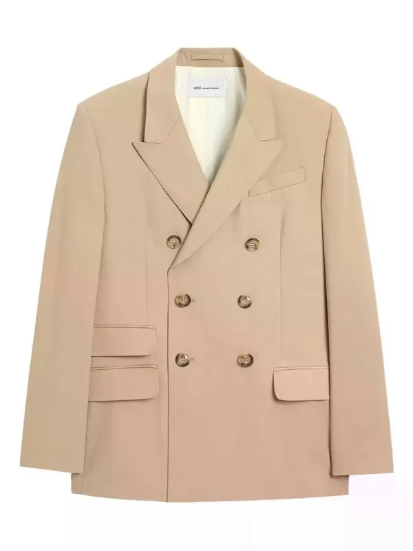 Ami Wool Double-breasted Blazer - Neutrals