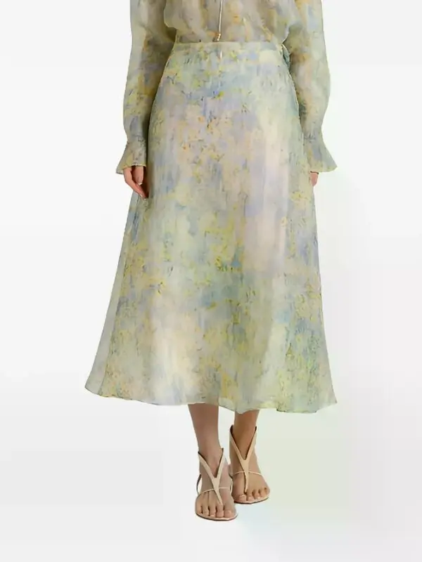Alberta Ferretti Floral-print A-line Skirt - Yellow