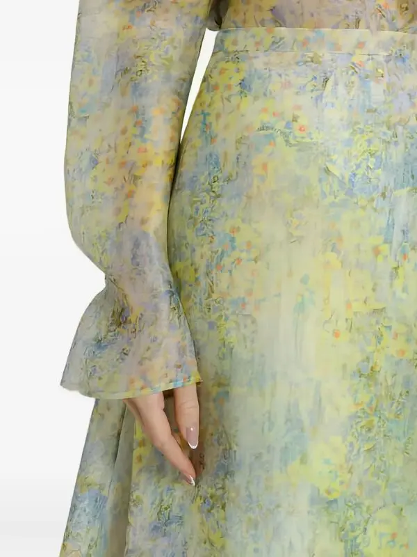 Alberta Ferretti Floral-print A-line Skirt - Yellow